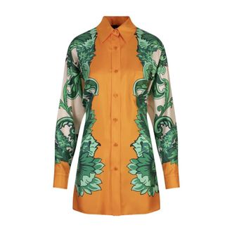 Etro Orangefarbenes Hemd mit Foulard-Print und R&uuml;ckenknoten - - Blouses & Shirts - Damen - Mehrfarbig - M