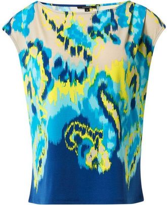 Comma Kurzarmshirt T-Shirt Flie&szlig;endes Jersey-Shirt mit All-over-Print