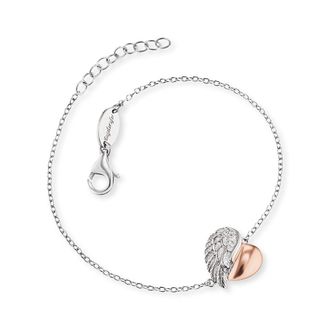Engelsrufer Damen Armband aus Sterling Silber mit Herzfl&uuml;gel Anh&auml;nger, Bicolor, Zirkonia Steine, l&auml;ngenverstellbar (17-20 cm), nickelfrei, Allergiker freundlich