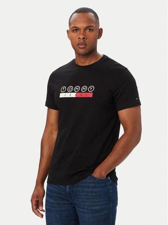 Tommy Jeans T-Shirt Dna Play DM0DM23715 Schwarz Slim Fit