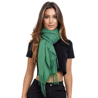 Glamexx24 Schal Damen Winterschal Gef&uuml;hl Langer Schal mit Fransen Baumwolle Warm Herbst Winter Unifarben Deckenschal und T&uuml;cher 200 x 74 cm