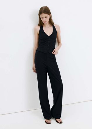 Mango Pantalon wideleg taille normale bleu marine - Femme - XS - MANGO