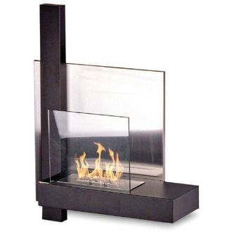 Dmora Bioethanol-Kamin Bern, &Ouml;kologischer Kamin, Rauchfreies Feuer, Heizung mit Ethanol, Made in Italy, 65x23 h75 cm, Schwarz - Dmora