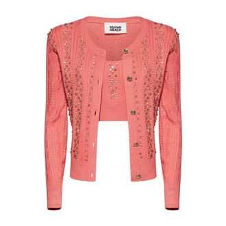 Silvian Heach Kurze Strickjacke mit dekorativen Applikationen - - Knitwear - Damen - Rosa - XS