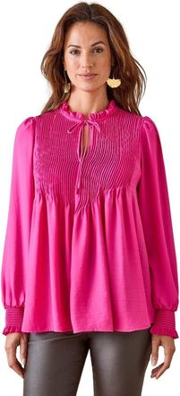 Daxon by - Blouse satin &agrave; plis nervur&eacute;s