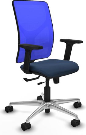 Piqueras y Crespo Lendenwirbelst&uuml;tzstuhl mit 2D-Armlehnen, ausgestattet mit Syncro/Traslack und Schneideschaum, mit Rollen 65 mm, Nylon, Blau/Marineblau