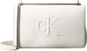 Calvin Klein Damen Umh&auml;ngetasche Sculpted Flap mit Tragekette, Wei&szlig; (Lily White), Einheitsgr&ouml;&szlig;e