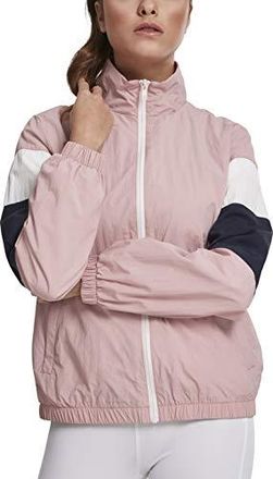 Urban Classics Femme Ladies 3-Tone Crinkle Track Jacket Blouson, Rose (Darkrose/NVY/WHT 01724), Small