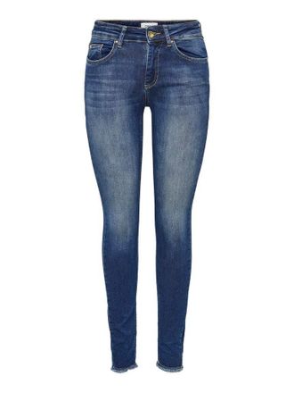 Only Damen Onlroyal Reg Doub Zip Skinny Dnm Ext, Dark Blue Denim, XS / 32L
