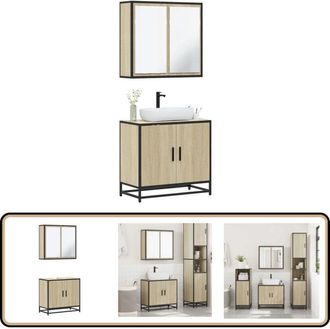 vidaXL vidaXL 2-tlg. Badmöbel-Set Sonoma-Eiche Holzwerkstoff