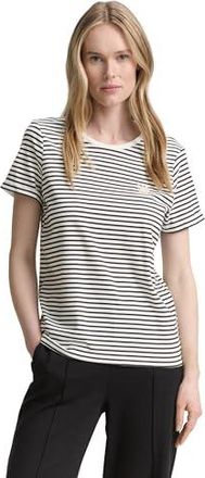 Tom Tailor 1046440 T-Shirt, 38148-black White Irregular Stripe, XXL Femmes