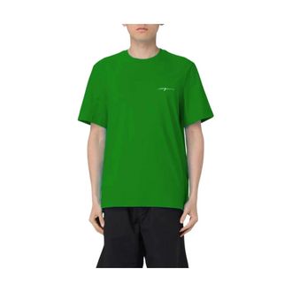 Msgm Gr&uuml;nes Baumwoll-T-Shirt f&uuml;r M&auml;nner - - Tops - Herren - Gr&uuml;n - M