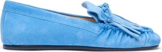 Stuart Weitzman Femme, Chaussures, Bleu, Taille: 38 1/2 EU Britt Fringe Moccasin