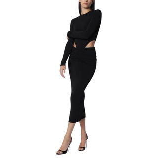 Andamane Femme, Robes, Noir, Taille: 40 FR Robe Mi-longue Heloise &agrave; d&eacute;coupes