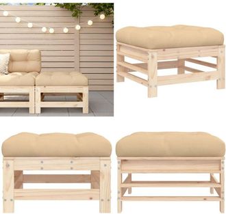 vidaXL Vidaxl - Gartenhocker mit Kissen Massivholz Kiefer - Gartenstuhl - Holzsessel - Lounge Chair - Gartenlounge - Balkonmöbeln - Home & Living