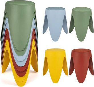 Costway lot de 8 tabourets en plastique empilables color&eacute;s chaises gigognes flexibles si&egrave;ge rond portable sans dossier salle de classe &eacute;cole primaire stable