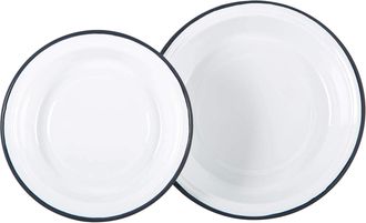 Argon Tableware Wei&szlig;er Emaille Deep Bowls Set - 22,5cm - 2pc - Marine