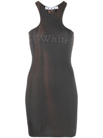 Off-white robe courte &agrave; design sans manches - Gris