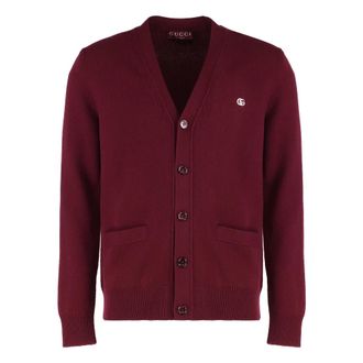 Gucci Kaschmirwoll-Cardigan mit Stickerei - - Knitwear - Herren - Rot - S