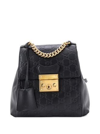 Gucci mini sac &agrave; dos Padlock Guccissima en cuir - Noir