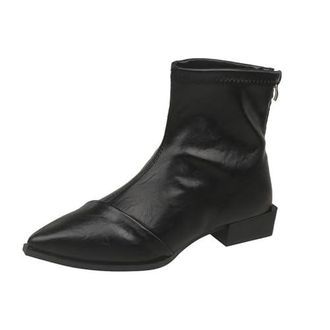Generic Bottines d&eacute;contract&eacute;es &agrave; bout pointu pour femme - Fermeture &eacute;clair dans le dos - Talon bas &eacute;pais - Confortable - &Agrave; enfiler - Pour la marche, le bureau