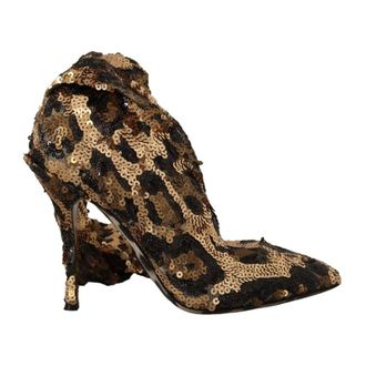 Dolce & Gabbana Leoparden Pailletten Stiefeletten - - Shoes - Damen - Braun - 39 1/2 EU