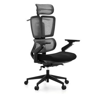 hjh OFFICE B&uuml;rostuhl Ergo U2 Flex3 - Profi Drehstuhl mit atmungsaktiver Netz-R&uuml;ckenlehne & robustem Sitz - H&ouml;henverstellbare Lordosenst&uuml;tze - Schwarz