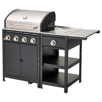 IKEA GRILLSK&Auml;R Gasgrill mit Seitenbrenner/Tisch