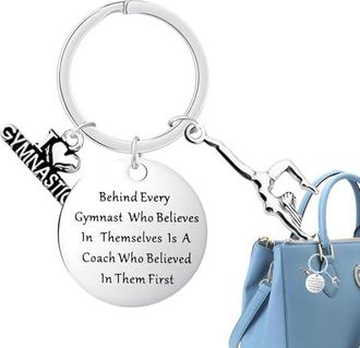 Generic Porte-cl&eacute;s de gymnastique en acier inoxydable - Porte-cl&eacute;s de sport avec pendentif pour sac &agrave; dos pour femme, A, Refer to description