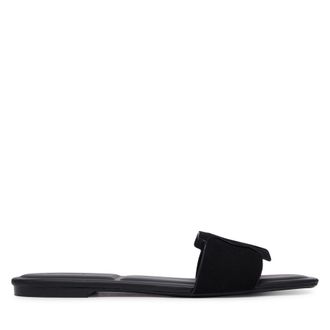 Calvin Klein Pantoletten Calvin Klein Square Flat Sndl Embl Suede HW0HW03055 Schwarz