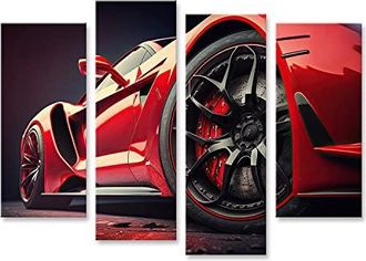 Islandburner Tableau sur Toile Voiture de Sport Rouge adapt&eacute;e &agrave; Ferrari Cadre Affiche Poster Murale Tableaux