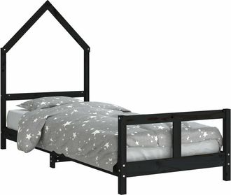 vidaXL Cadre de lit pour enfants noir 80x200 cm bois de pin massif Vidaxl