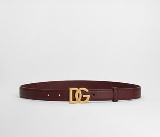 Dolce & Gabbana G&uuml;rtel Aus Kalbsleder Mit Dg-logo - Frau G&uuml;rtel Burgunderrot Leder 100