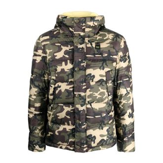 Blauer Kurze gr&uuml;ne Steppjacke - - Jackets - Herren - Mehrfarbig - M