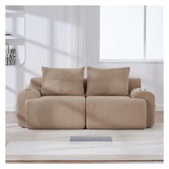 Generic Modernes L-f&ouml;rmiges modulares Sofa, 3-Sitzer-Sofa, modulares Ecksofa aus Cord, ergonomisch geschwungenes Design, ausgestattet mit Aufbewahrungstaschen