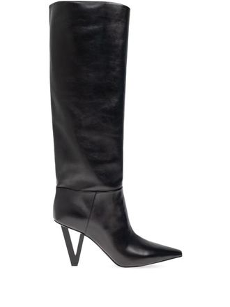 Versace bottes en cuir - Noir