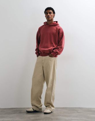 Abercrombie & Fitch hoodie oversize essentiel rouge d&eacute;lav&eacute;