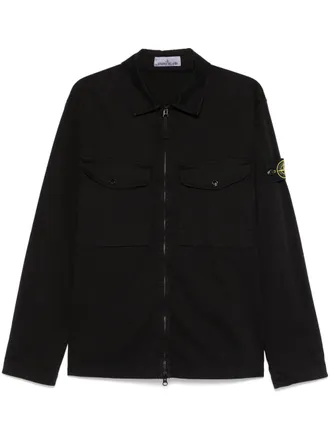 Stone Island surchemise &agrave; patch Compass - Noir