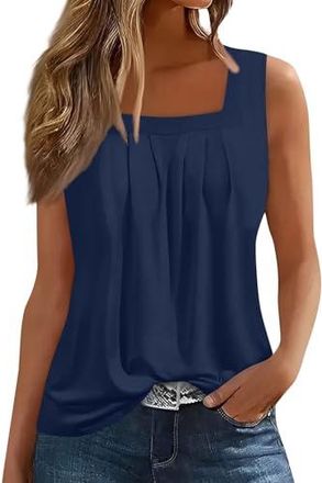 Generic Debardeur Femme Chic et &eacute;l&eacute;gant Chemisier sans Manche D&eacute;bardeur Crop Top Ete Haut Chic et Elegant Caraco Vetement Femme Tee Shirt sans Manche Fluide A