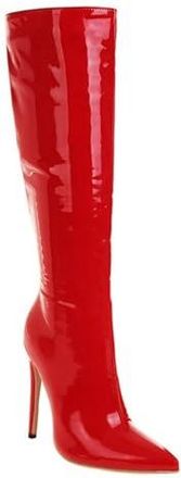 Generic Bottes hautes tendance à bout pointu pour femme - Talon aiguille - Chaussures de danse dhiver, Rouge, 37.5 EU