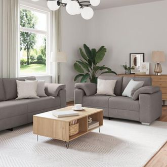 vidaXL vidaXL Sofa Set 2 pcs Taupe 219 x 77 x 82 cm Stoff