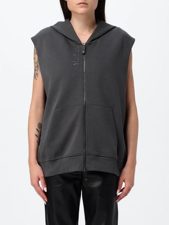 Max Mara S Max Mara &Auml;rmelloses Kapuzen-Sweatshirt aus Baumwolle mit gesticktem Logo