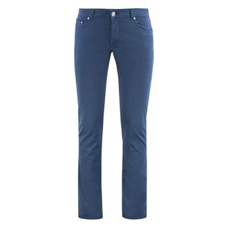 Moorer Slim Fit Baumwolle Seidenhose - - Trousers - Herren - Blau - W32