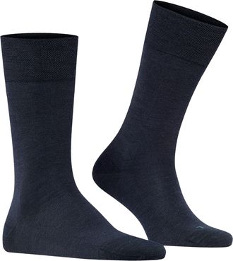 Falke Herren Socken blau Schur-Wolle unifarben