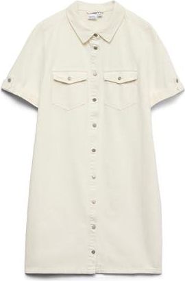 Vero Moda Vmjennie SS Short Denim Dress Mix Noos Robe, Cloud Dancer, M Femmes