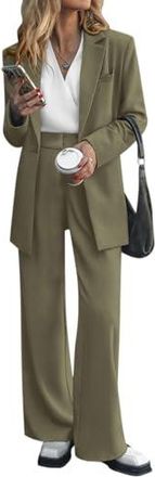 ORANDESIGNE Tailleur 2 Pi&egrave;ces Femme Ensemble Blazer et Pantalon Costume Formel Business Tenue de Travail Bureau Elegant Slim Fit Chic et Moderne Vetement Office O