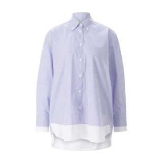 Caliban Femme, Blouses et Chemises, Bleu, Taille: 36 FR Chemise ray&eacute;e