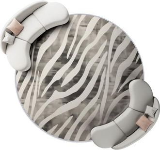 Generic Beige Tapis de Salon Rond 180 cm, &Eacute;l&eacute;gant Shabby Chic Imprim&eacute; Z&egrave;bre Tapis Chambre Antid&eacute;rapant Lavable, Ne Perd Pas Ses Poils Moelleux Moquette pour C