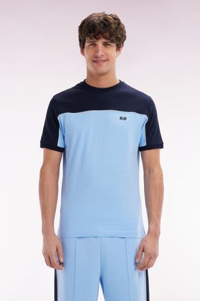 Eden Park T-shirt En Jersey De Coton Bicolore Ciel Coupe Droite