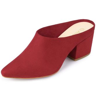 Allegra K Slipper mit spitzer Zehenpartie für Damen mit Blockabsatz Rot 39